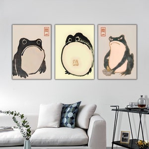 Japanese Matsumoto Hoji Frog Set of 3, Toad Set of 3, Woodblock Art ...