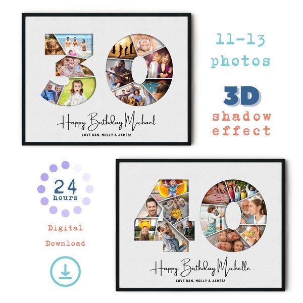 Number Photo Collage - Etsy