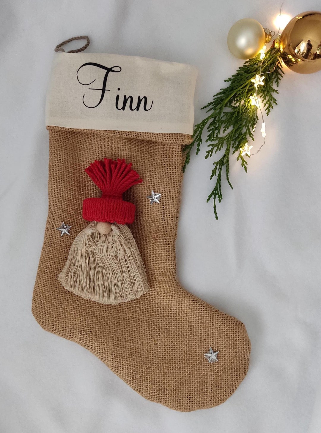Personalized Santa Claus Boot Made of Jute and Cotton Double-layered ...