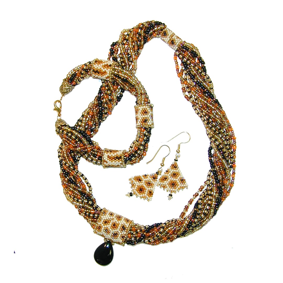 Leopard Necklace Bracelet Earrings Digital PDF Pattern by Ann Benson, Free Video Tutorial Links ...