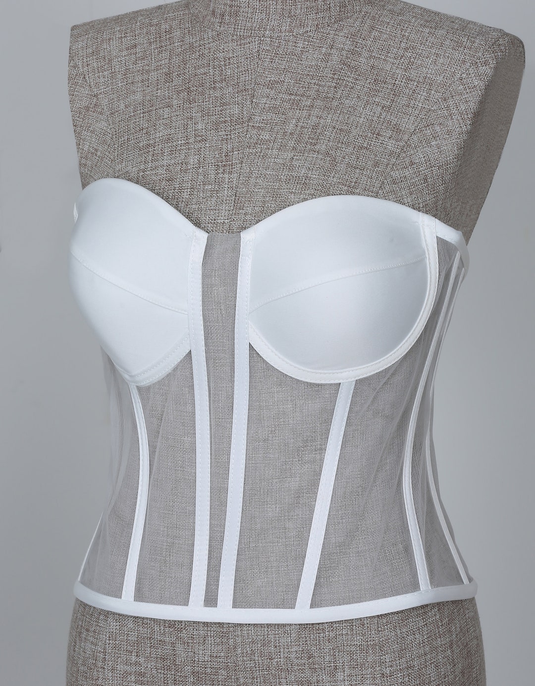 White Corset,bridal Bustier Top,mesh Corset for Wedding,bridal Lingerie ...