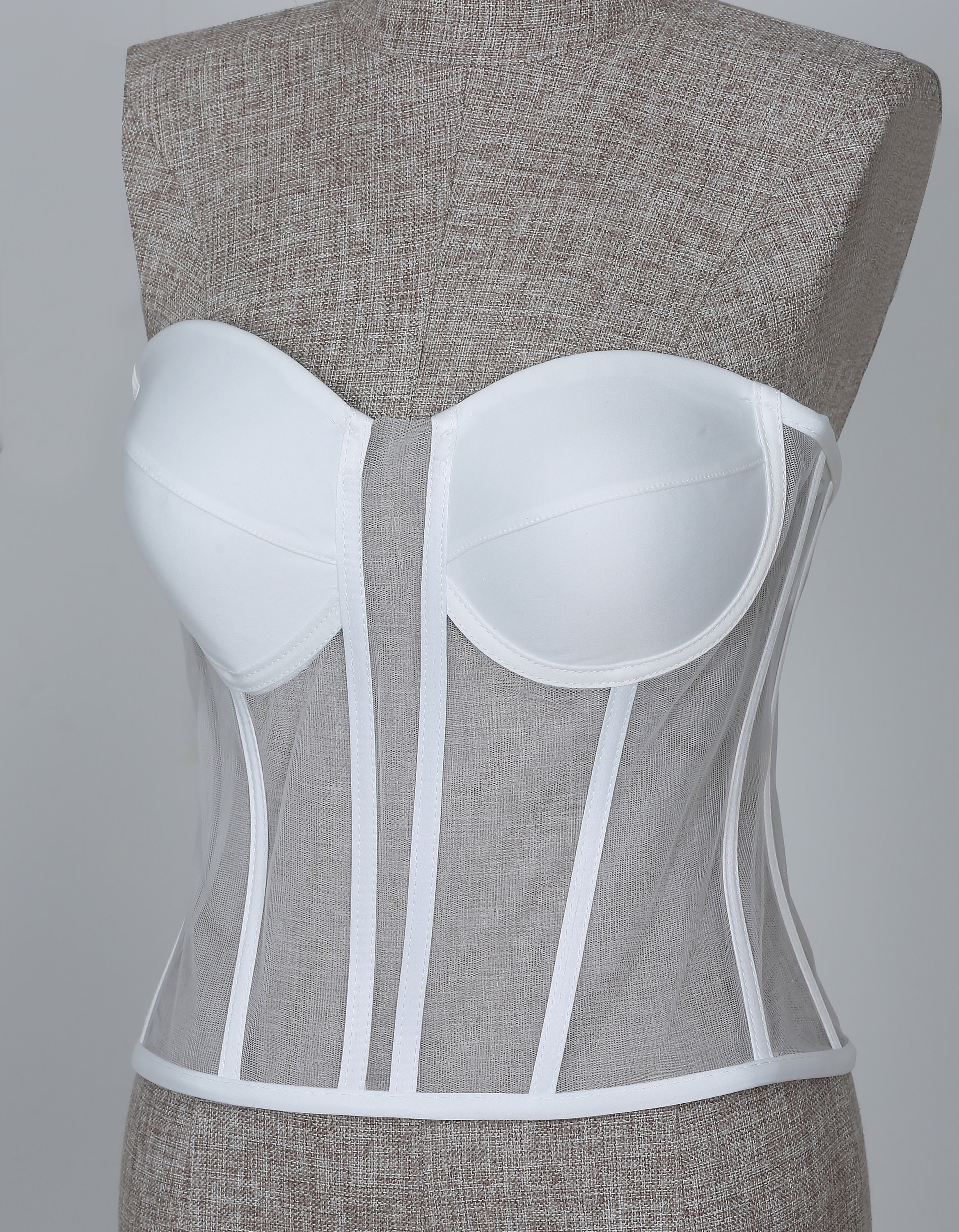 Transparent White Corset,bridal Corset,white Detail Tull Corset,corset ...