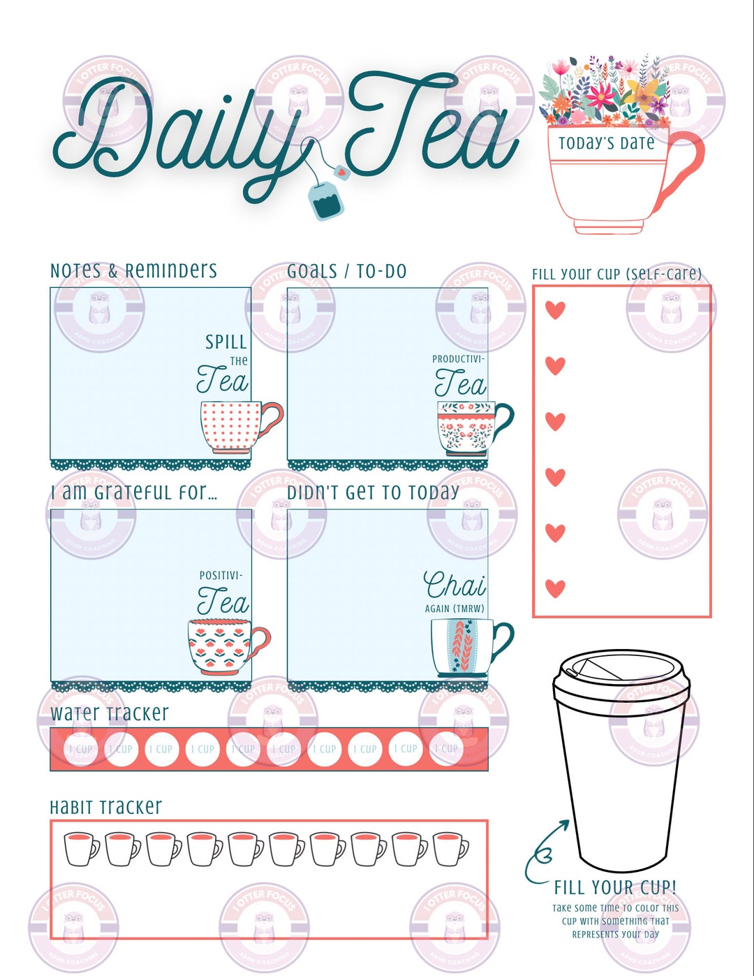 Productivi-tea Daily Tea Planner - Etsy