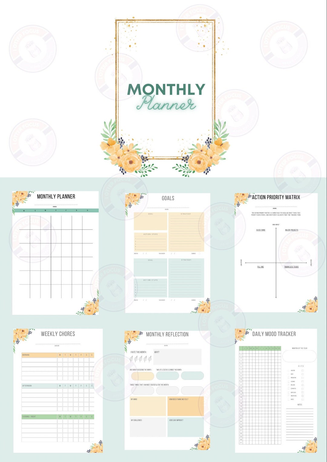 Flowery Boho Productivity Planner (digital) - Etsy