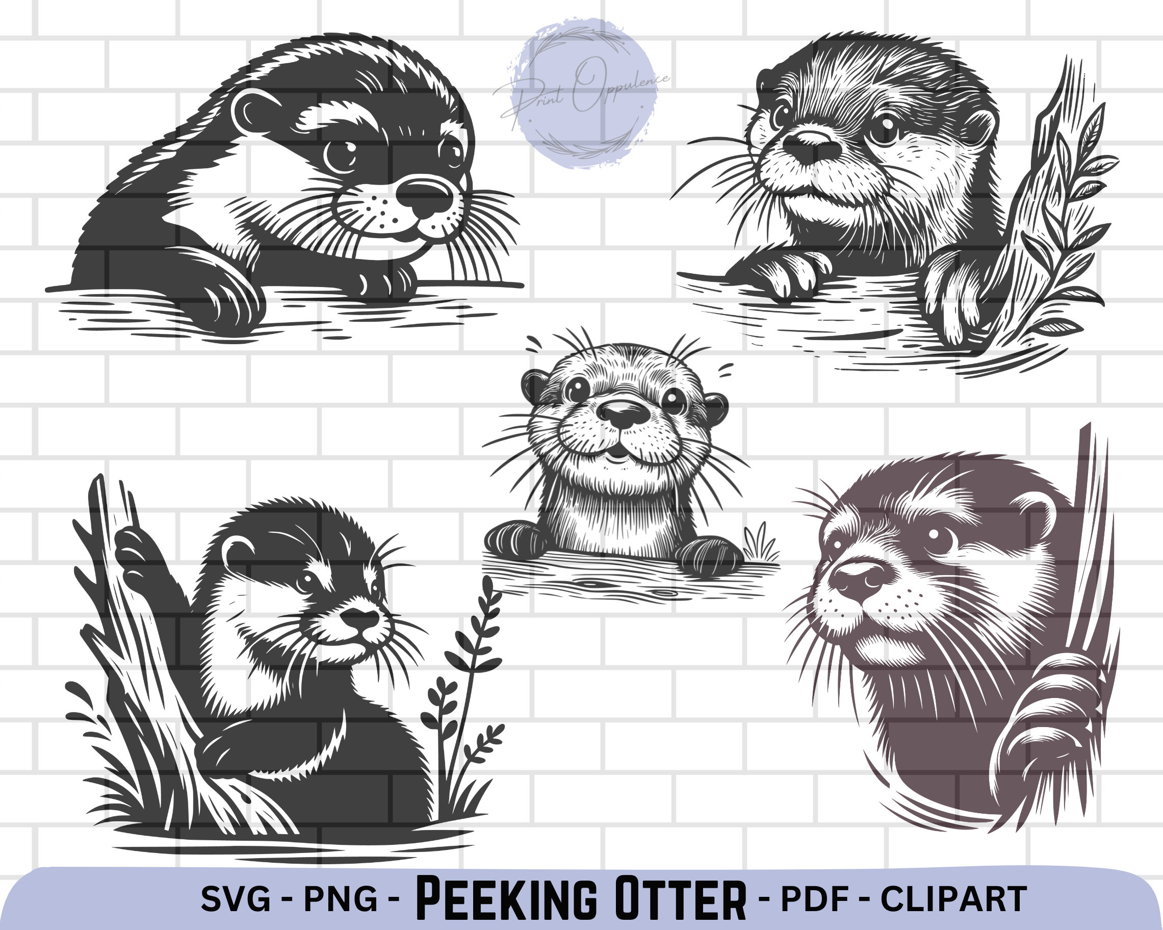 Peeking Otter Vector Digital Download Files for Cricut Otter Clipart ...