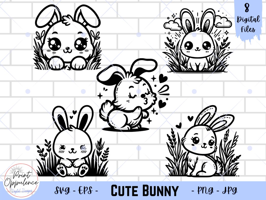 Cute Bunny Svg Digital Download Bunny Vector File for Tshirt Cute ...