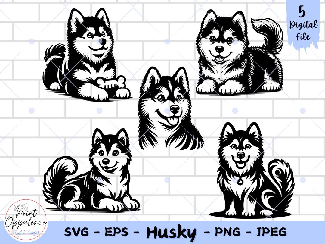 Cute Husky Dog Svg Digital Download Husky Vector File Printable Husky ...