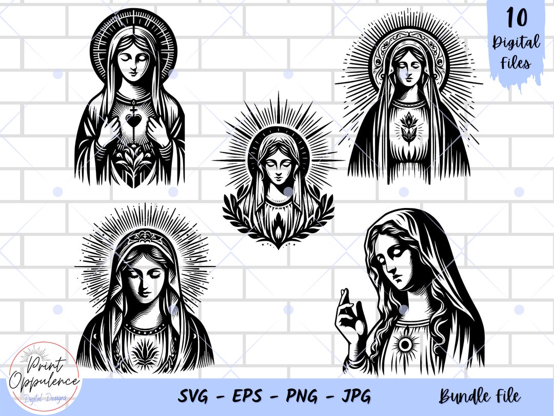 Mother of Jesus Svg Digital Download Virgin Mary Svg Cut File Graphic ...