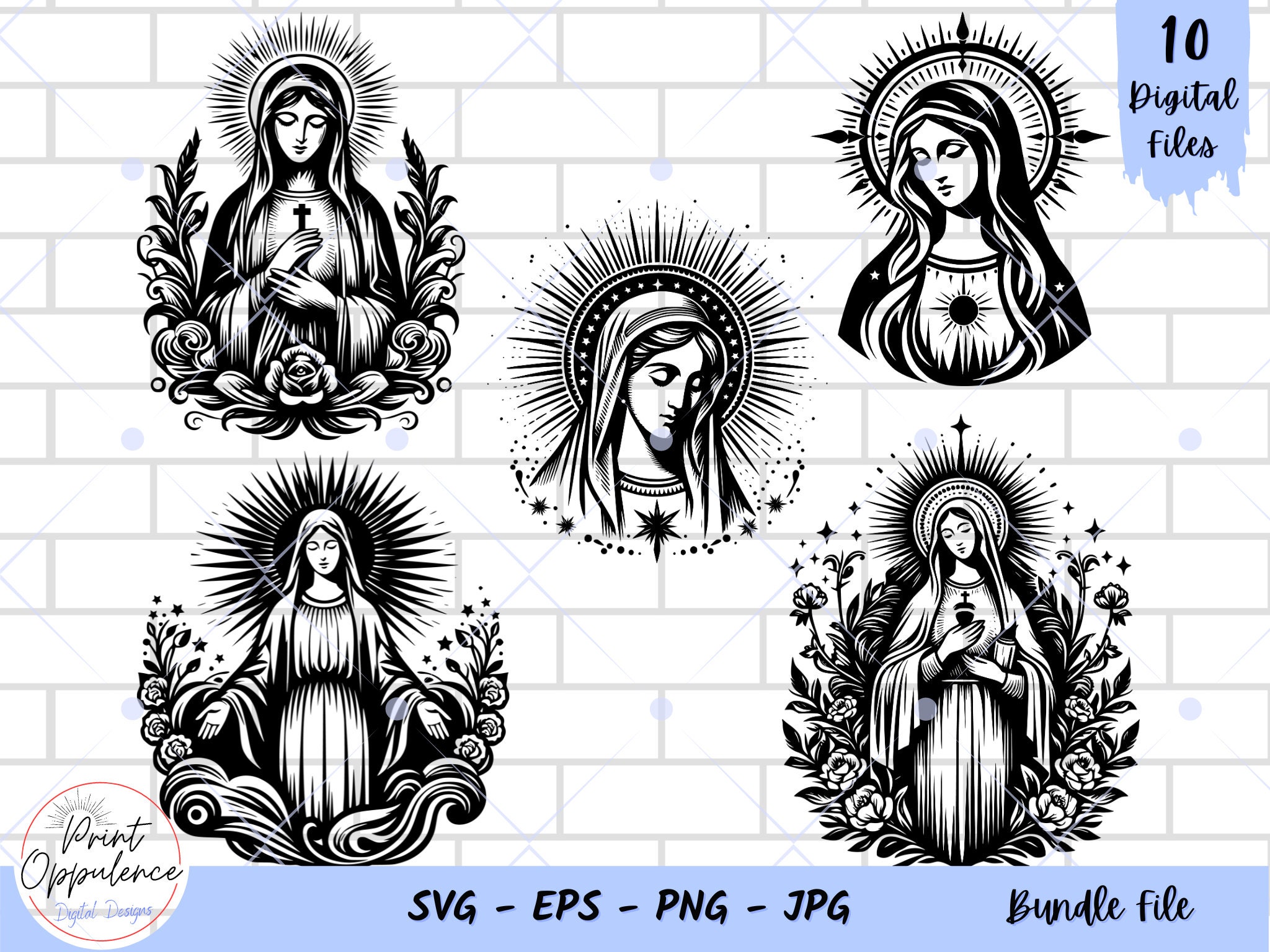 Mother of Jesus Svg Digital Download Virgin Mary Svg Cut File Graphic ...