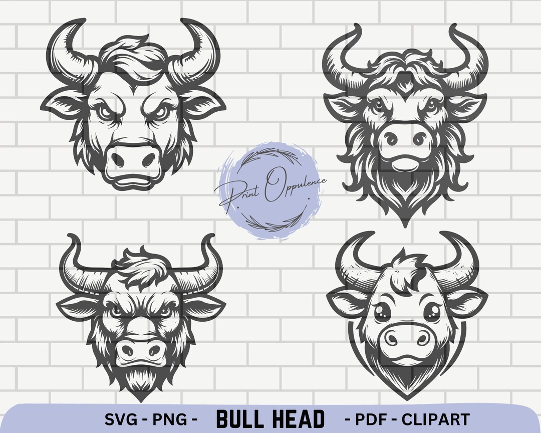 Bull Head Svg Digital Download Files Bull Head Clipart Instant Download ...