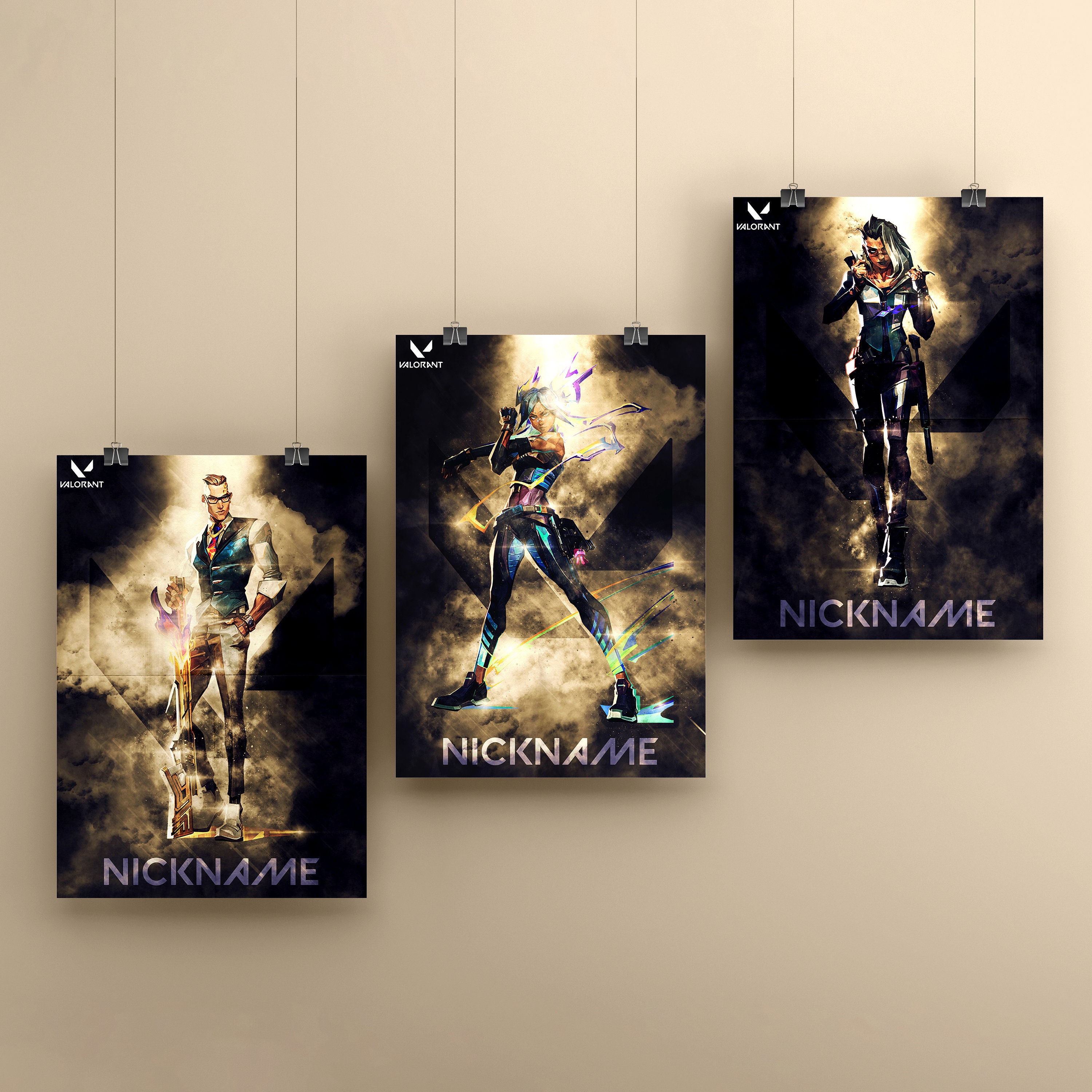 Valorant Custom Golden Premium Poster, Personalized Poster, Raze, Jett ...