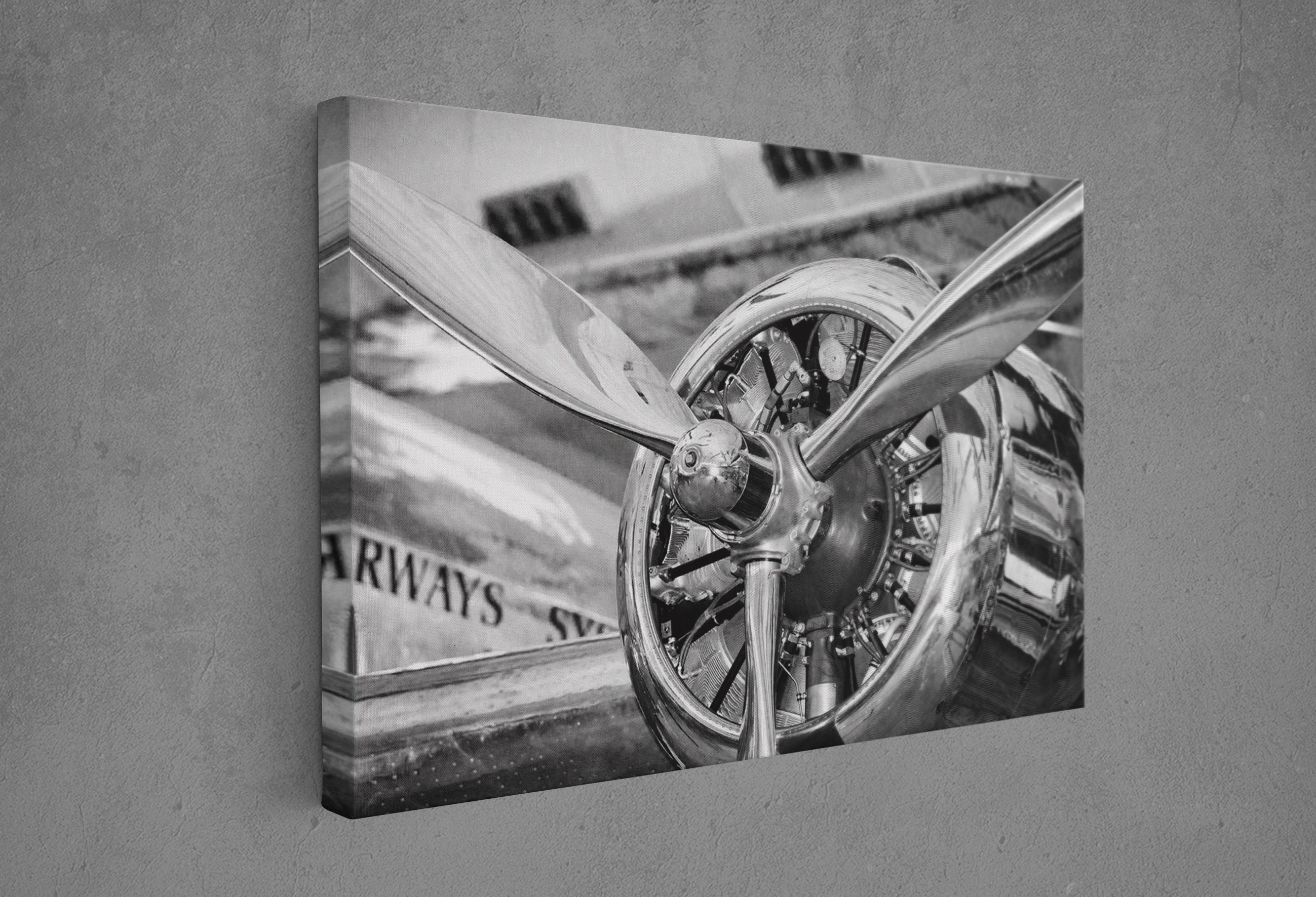 Vintage Airplane Propeller Art, Old Plane Wall Decor, Airplane Canvas ...