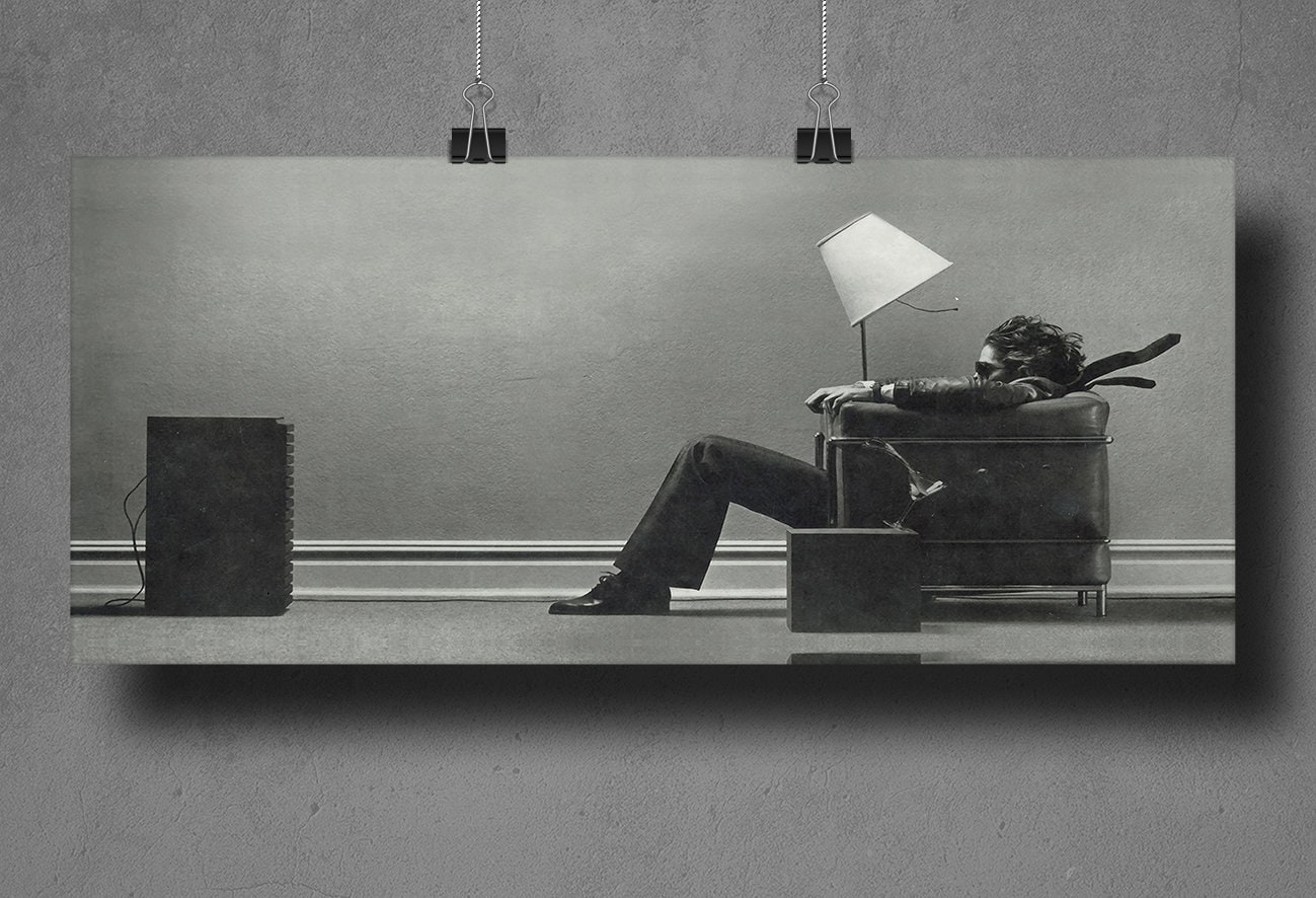 Blown Away Guy Maxell Ad 1979 Steve Steigman Poster, Framed Canvas ...