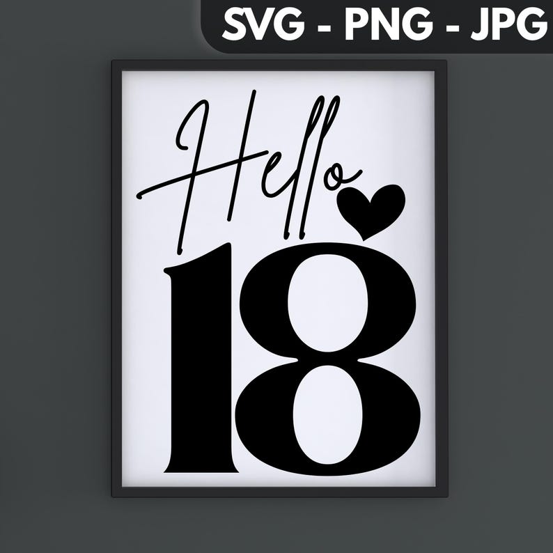 Hello 18 SVG: 18th Birthday Cut File for Cricut & Silhouette (digital ...