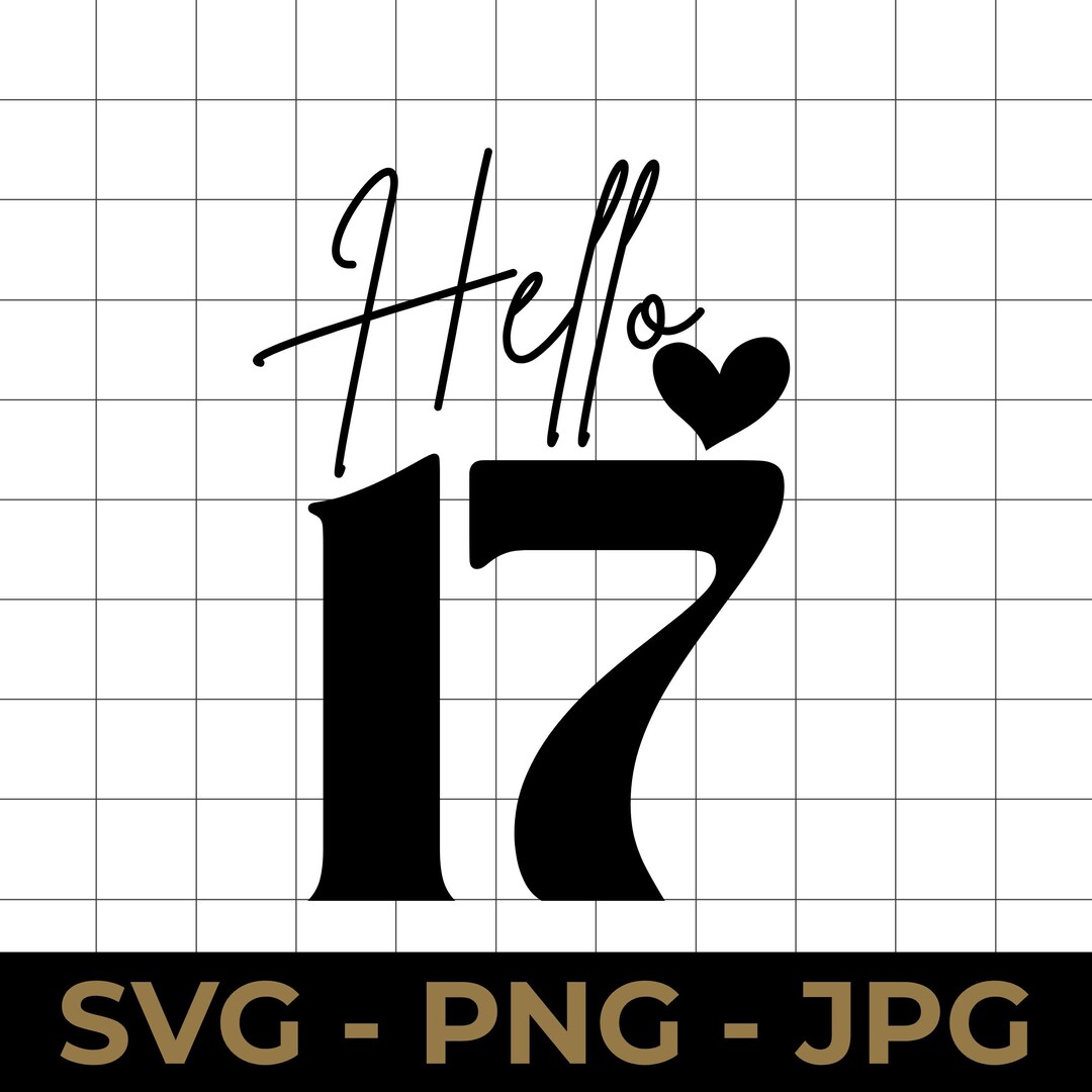 Hello 17 SVG, 17th Birthday Cut File, PNG JPG Printable - Etsy