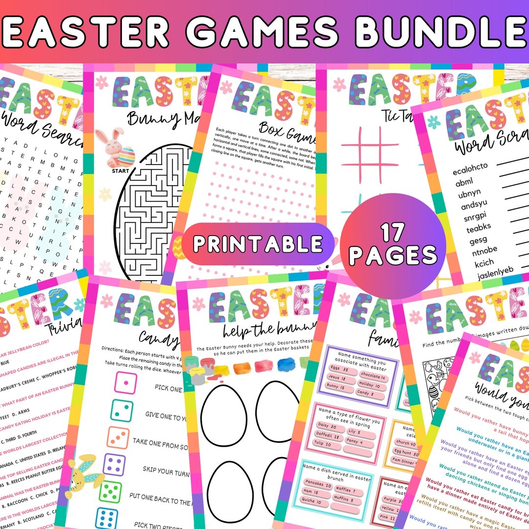 Easter Games Bundle, Easter Colouring Bundle, Games for Adults, Easter ...