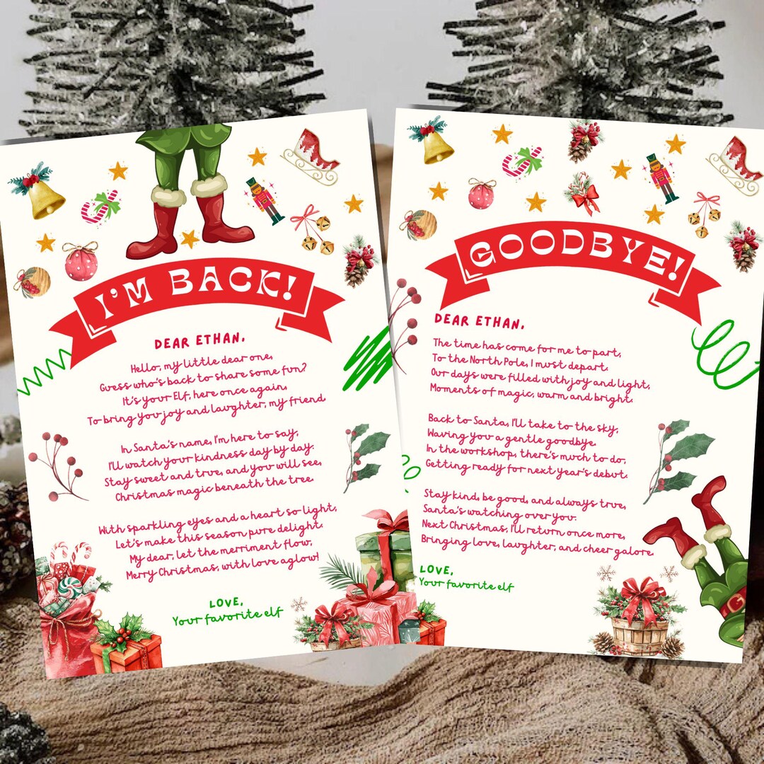 Editable Elf Arrival and Goodbye Letter Set, Christmas Elf Letter Combo ...