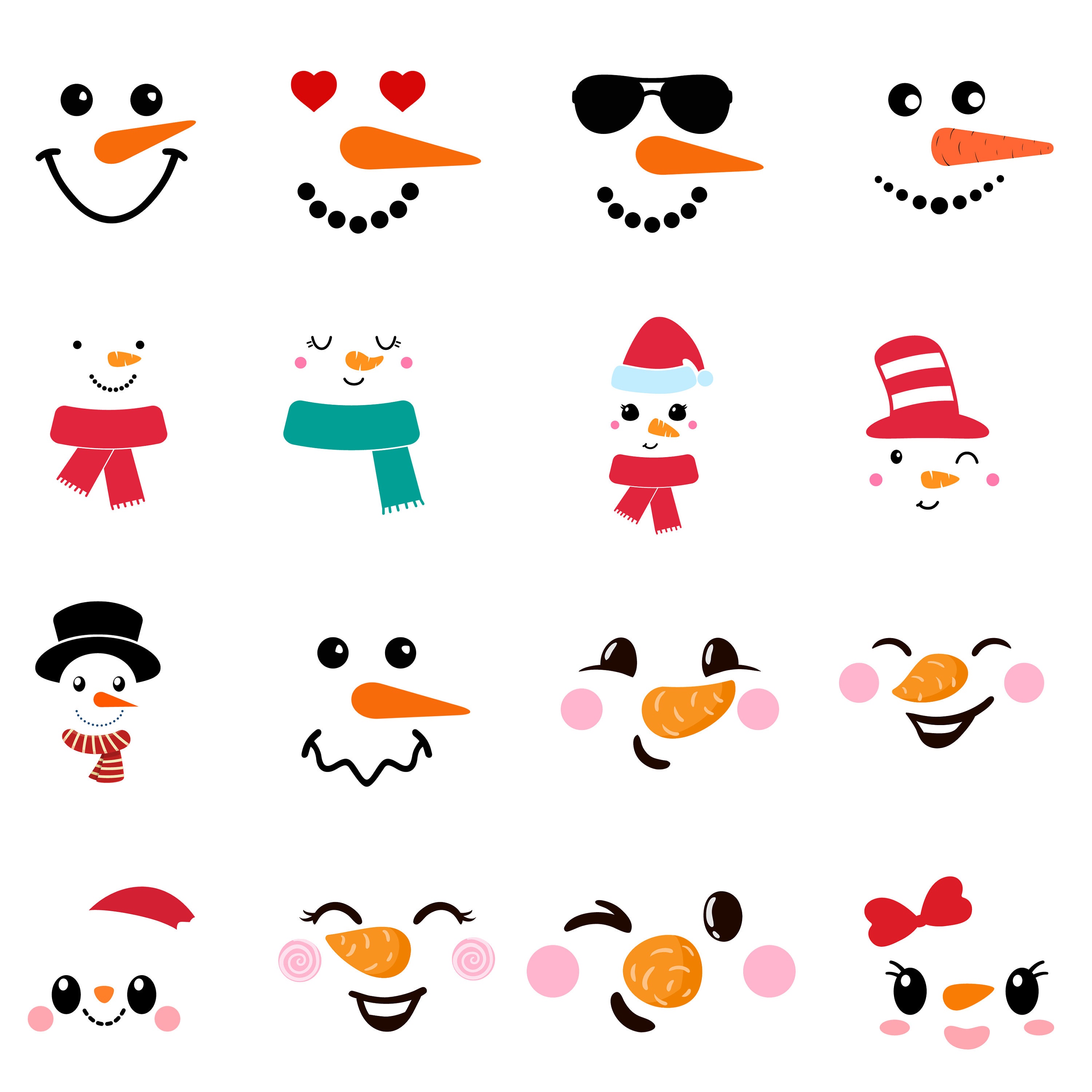 16 Christmas Snowman Faces Svg, Christmas Snowman Face Svg, Snowman ...
