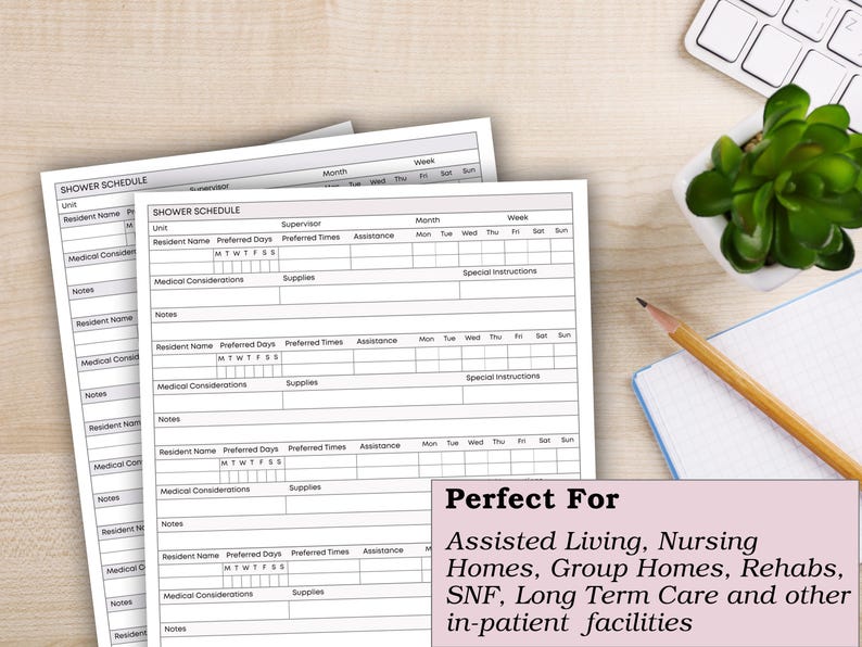 ADL Shower Schedule & Tracking System for Assisted Living and Nursing ...