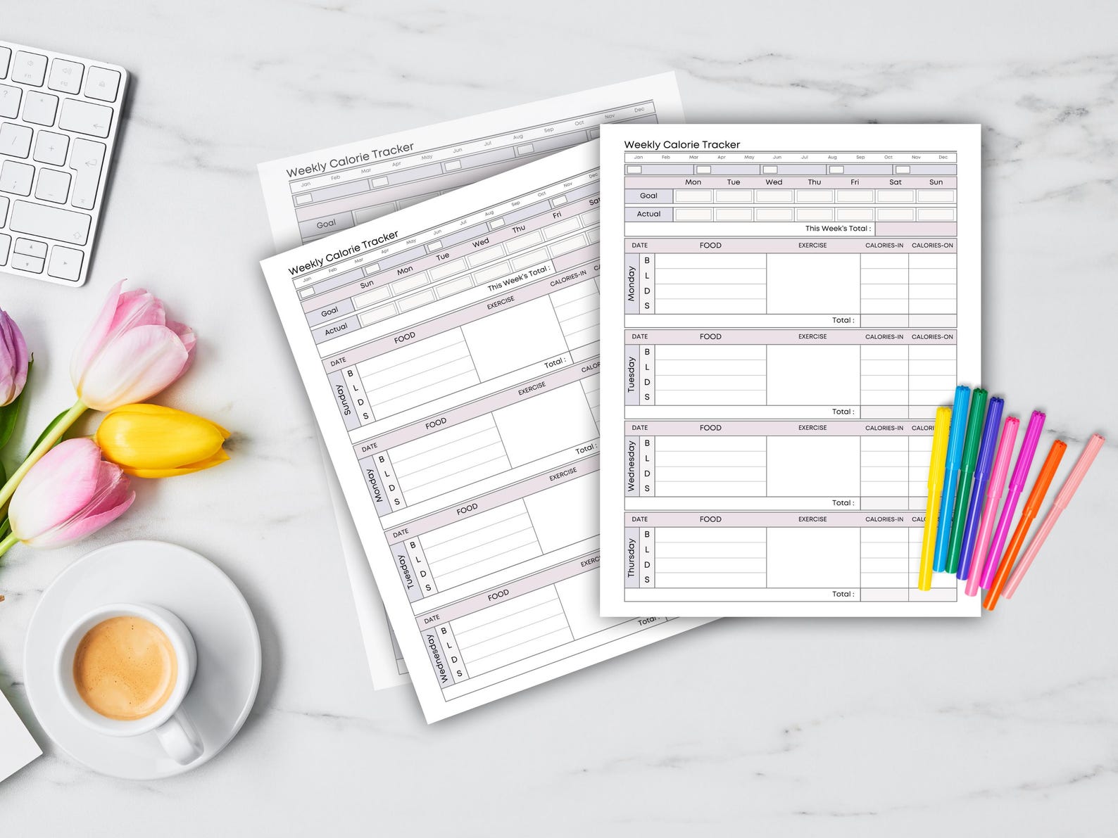 Weekly Calorie Tracker Printable | Meal & Exercise Log | Fitness ...