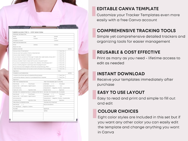 2 Step (TB) Tuberculosis Test Form - One Page - Nurse Compliance ...