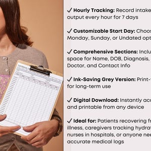 Fluid Balance Chart Printable - Daily Intake & Output Tracker - for ...