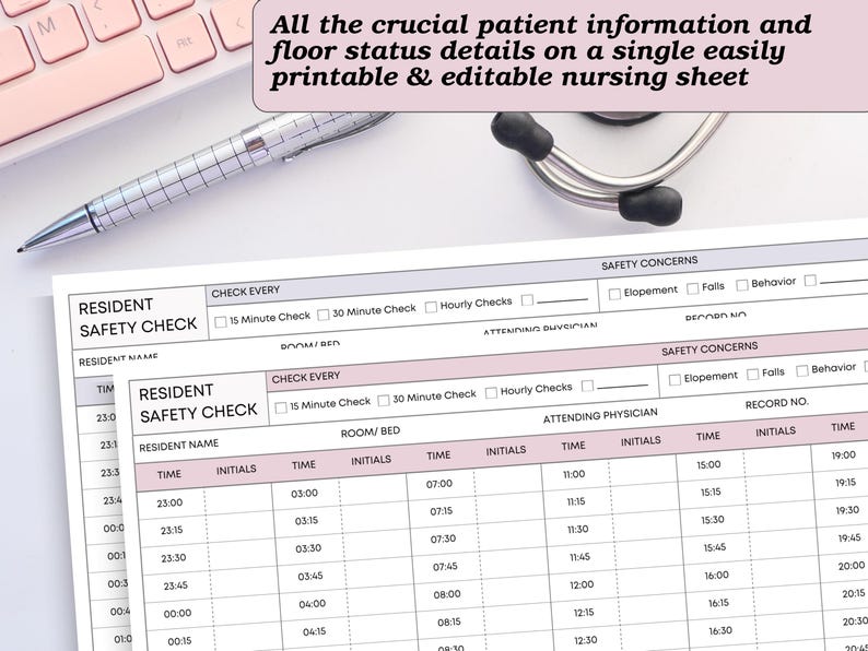 24-hour Resident Safety Check Tracker - Long Term Care Nursing Home ...