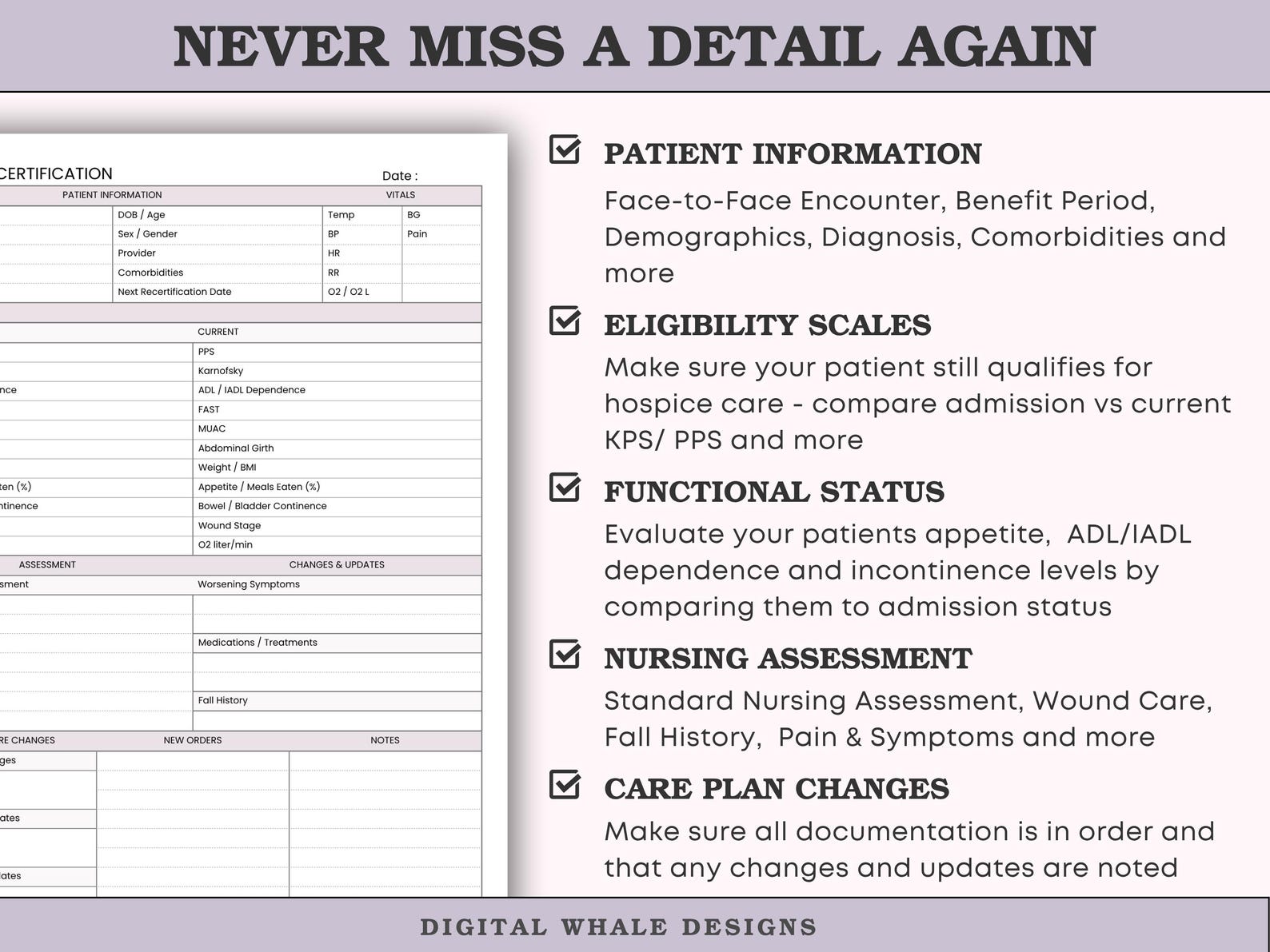 Hospice Nurse Documentation Bundle - RN Admission & Recertification ...