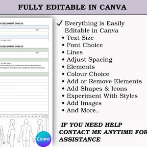 Shower Skin Check Sheet - Nursing Assessment Form, Wound Care ...