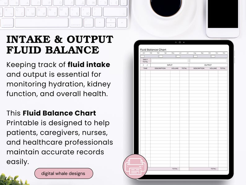 Fluid Balance Chart Printable | Daily Intake & Output Tracker | Medical ...