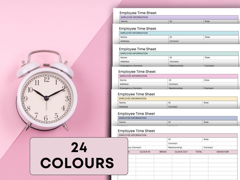 Editable Employee Timesheet,work Log,employee Timecard,work Organiser,employee Checklist ...