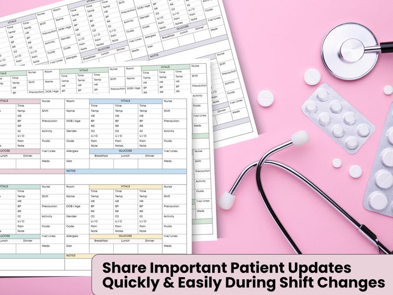 Editable CNA Vital Signs Log , Long Term Care CNA Report Sheet 4 and 6 ...