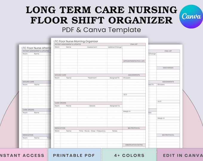 Long-term Care Shift Bundle, Skilled Nursing Home Organizer, LVN LPN ...