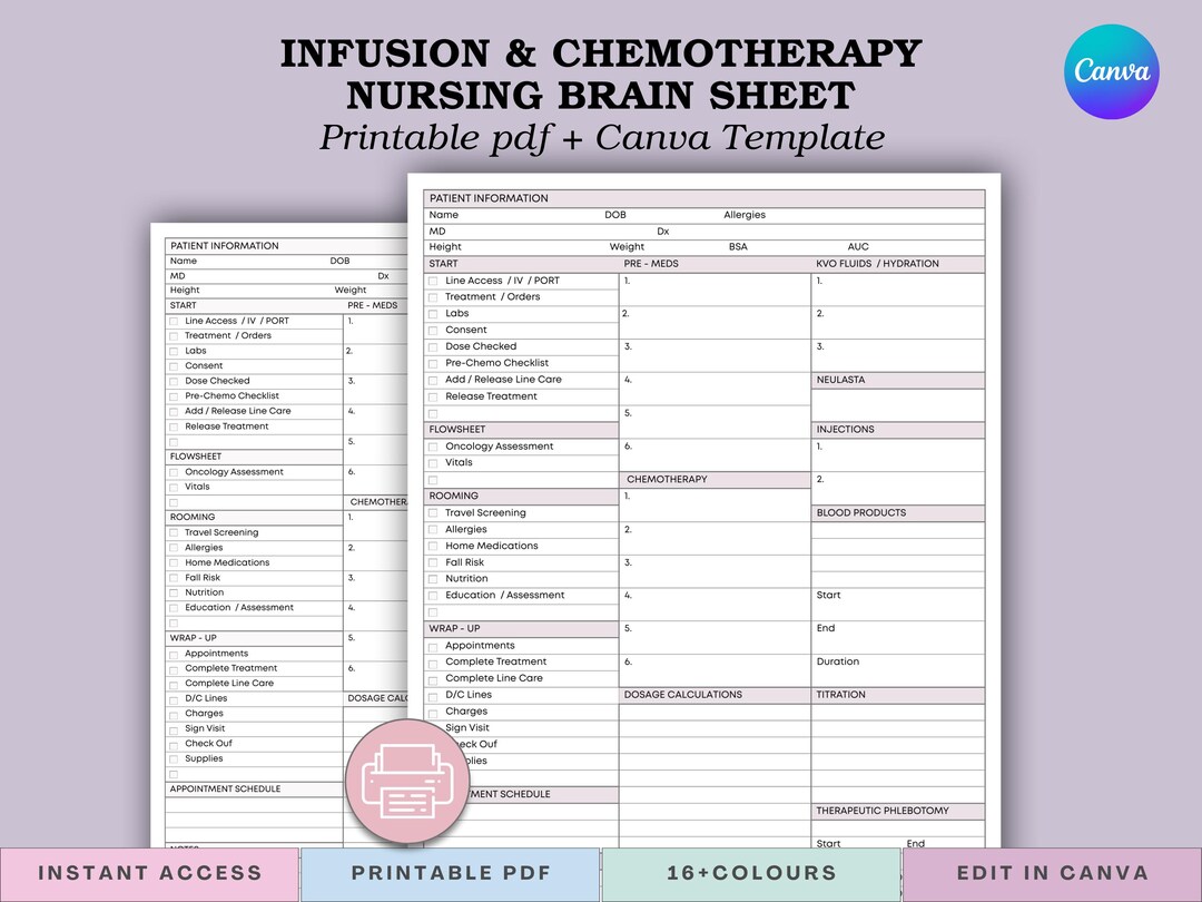 Infusion Nursing Report and Workflow Sheet - the C.H.A.R.T ...