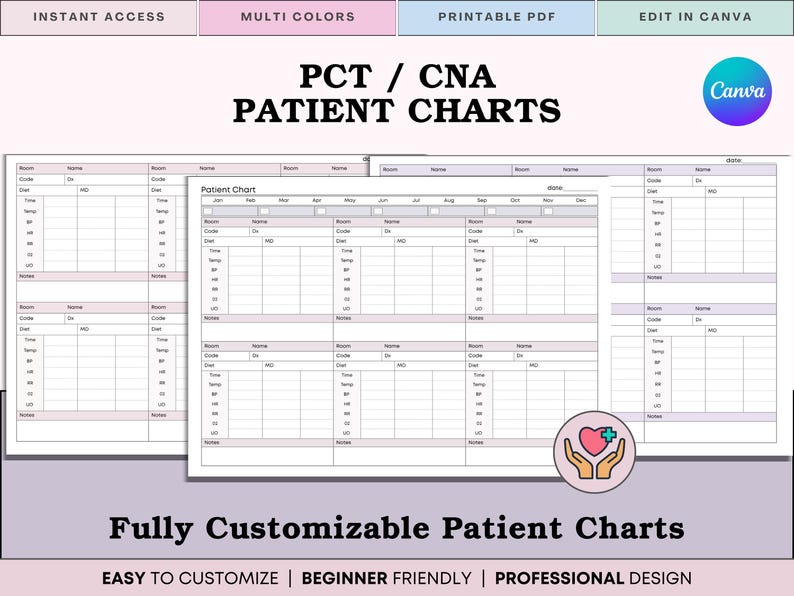 PCT & CNA Nursing Report Sheet for 6 Patients, 3 Sets of Vitals (PDF ...