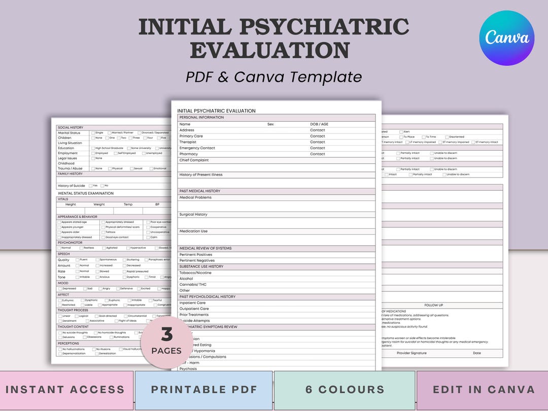 Initial Psychiatric Evaluation Template - Comprehensive Patient Intake ...