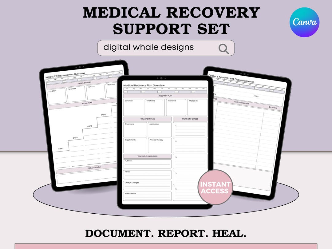 Medical Recovery Support Set - Printable Planner Templates for ...