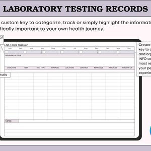 Lab Results Tracker Printable | Medical Test Log | Health Record ...