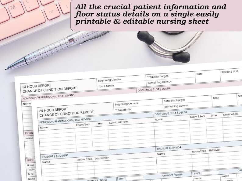 24 Hour Change in Condition Charge Nurse Report - LTC Nursing Manager ...