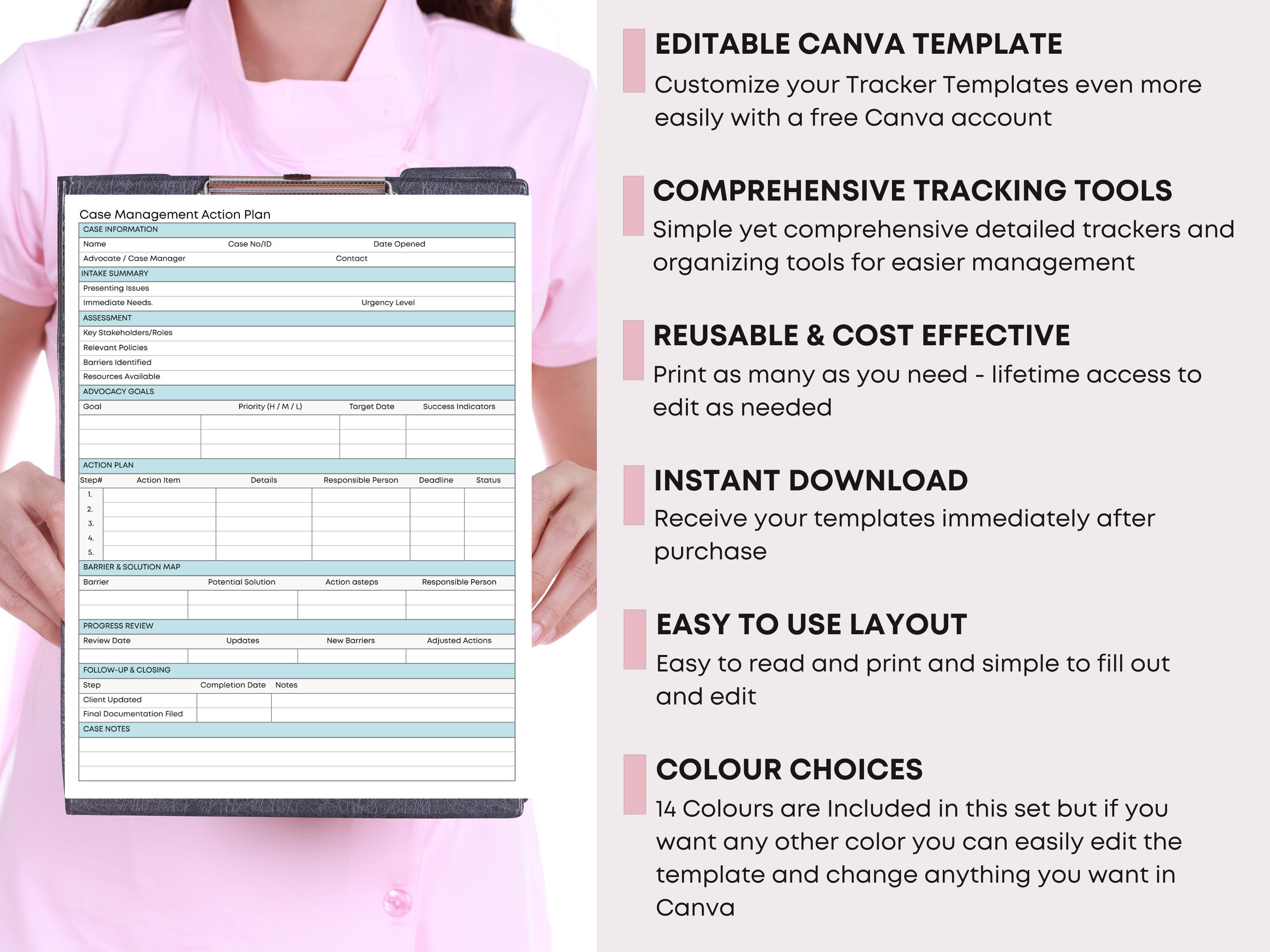 Case Management Action Plan Template: Social Worker Caseload Organizer ...