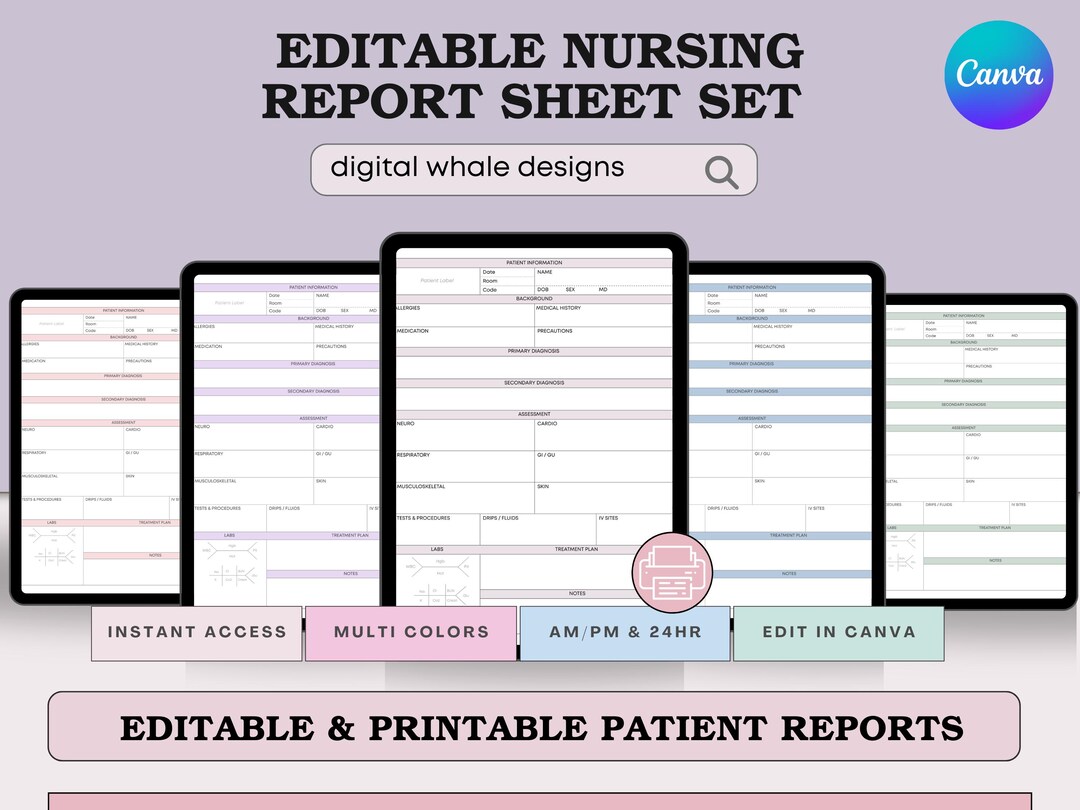 Report Sheet Nurse Notes | Printable PDF | Nurse Brain Sheet | Nursing ...