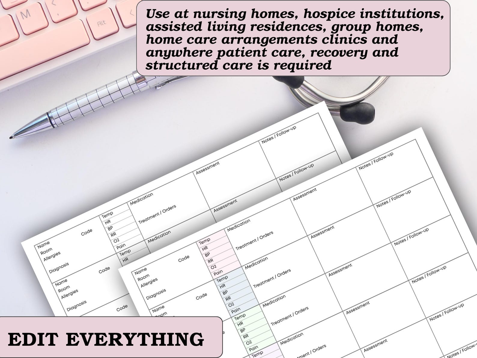 Long Term Care Nursing Report Sheet for 10 Patients - Ltc, Snf, Lpn ...