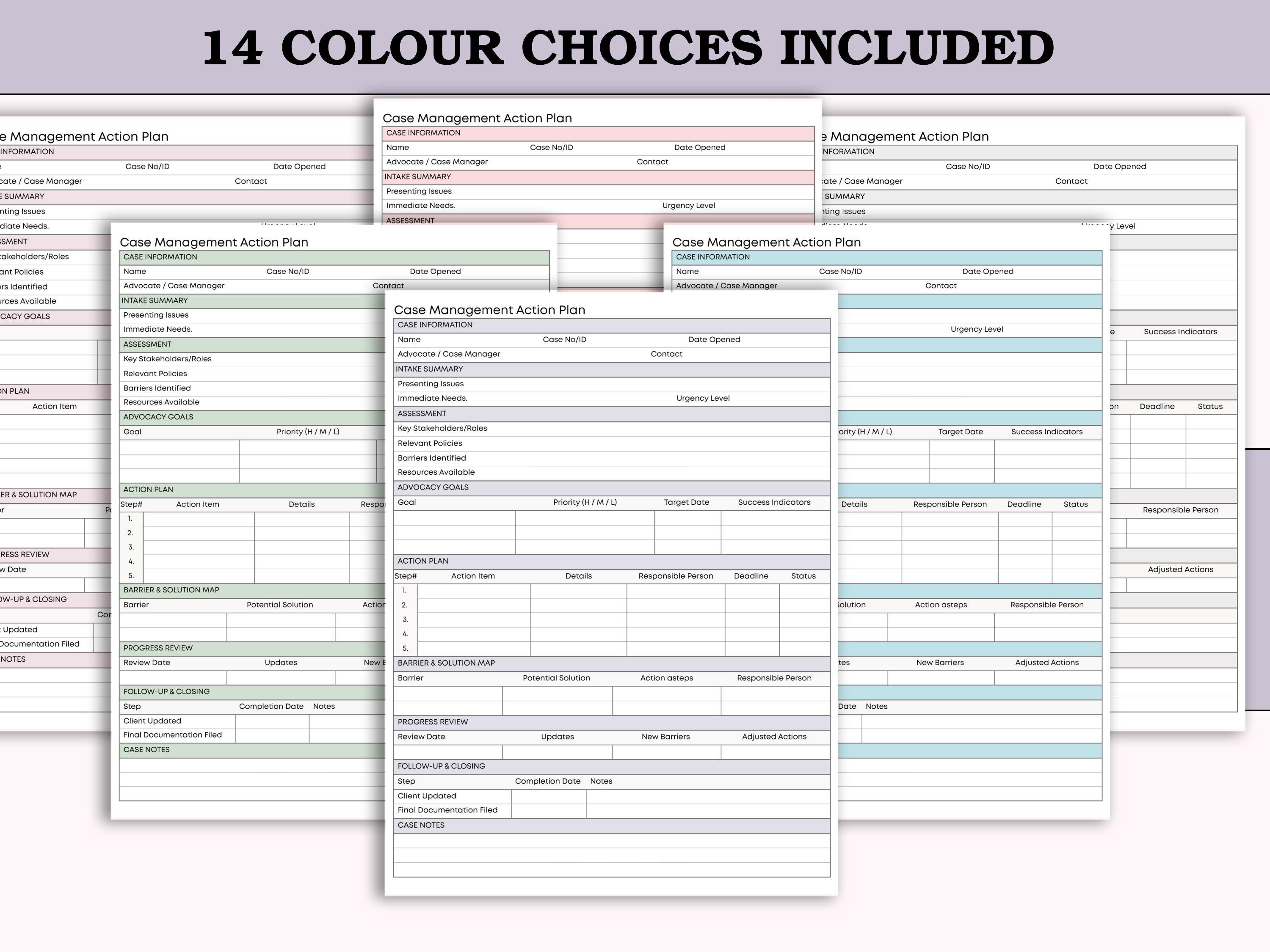 Case Management Action Plan Template: Social Worker Caseload Organizer ...