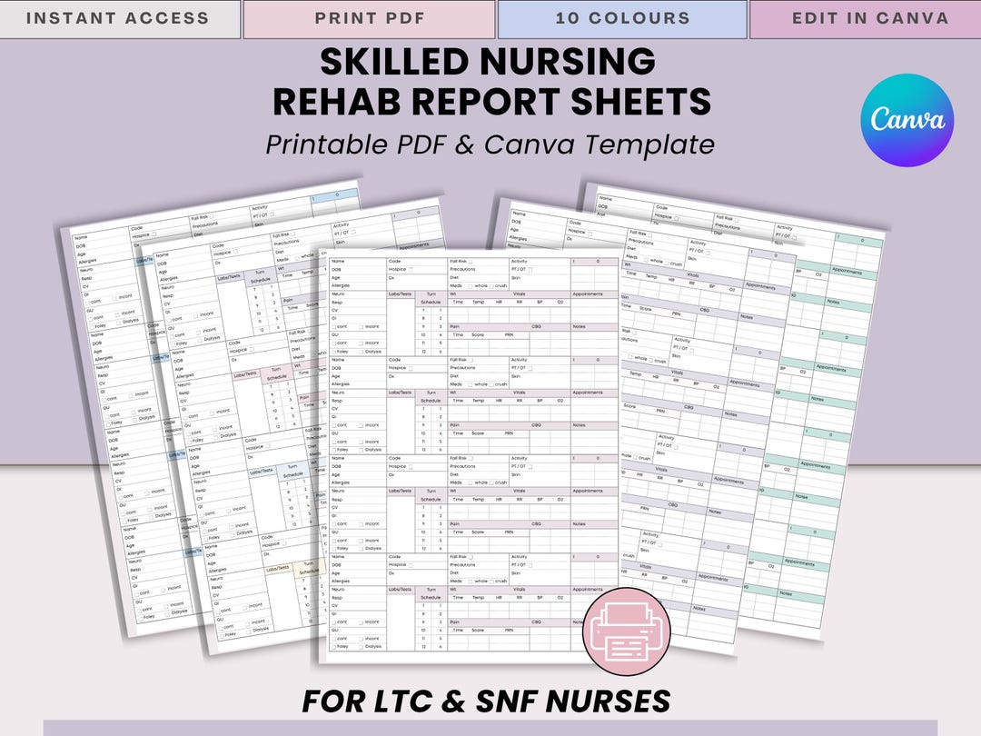 SNF Skilled Nurse Report Sheets - Rehabs, LTC, Hospice & Nursing Home ...