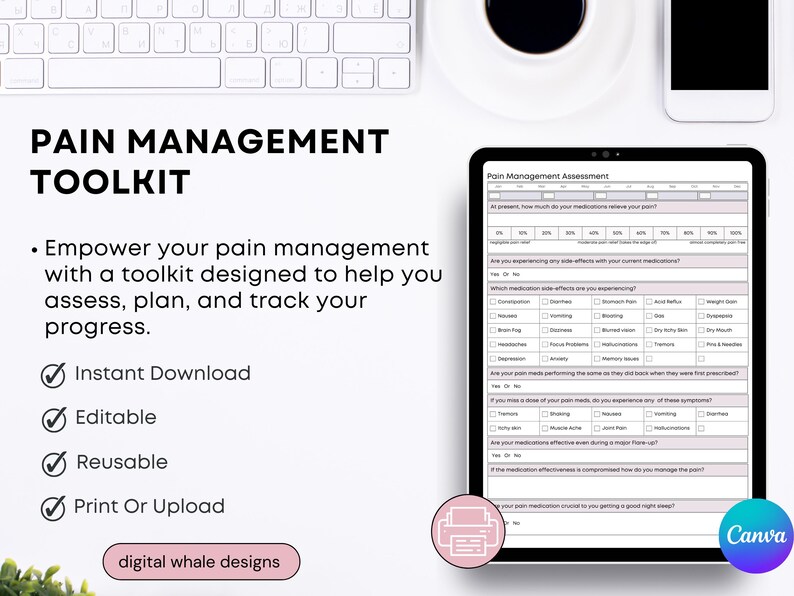 Chronic Pain Tracker Printable - Pain Management Journal Relief Planner ...
