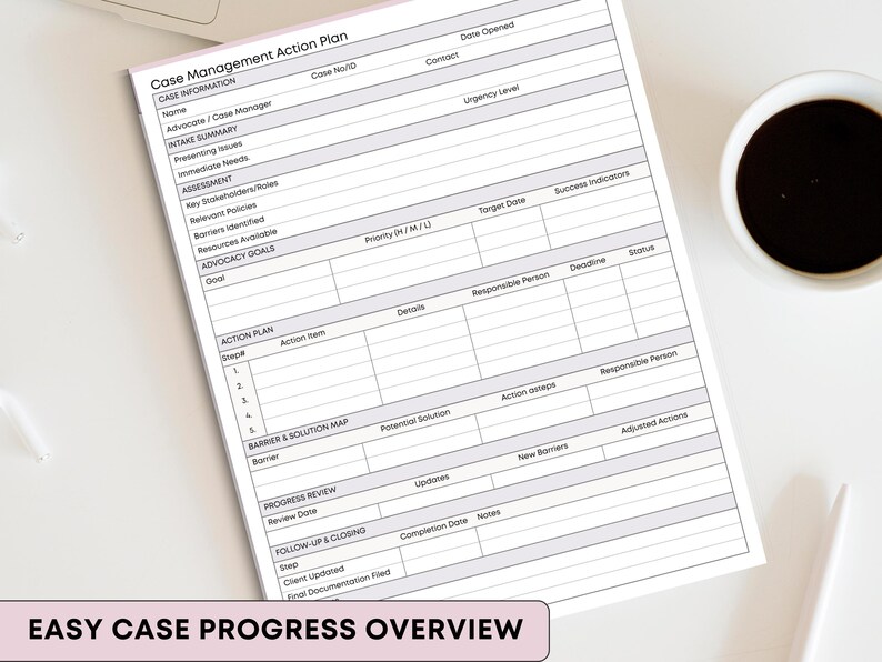 Case Management Action Plan Template: Social Worker Caseload Organizer ...