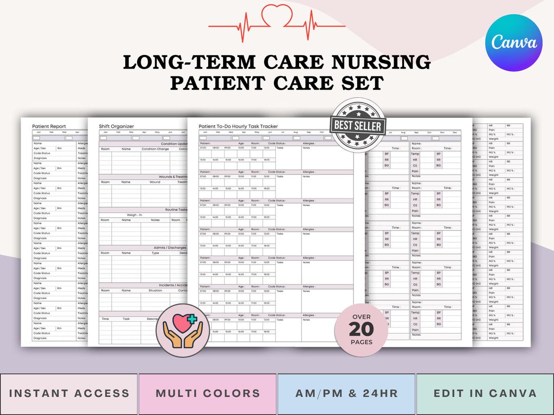 Long-term Care Nursing Shift Organizers, Vitals & Med Trackers, Staff ...