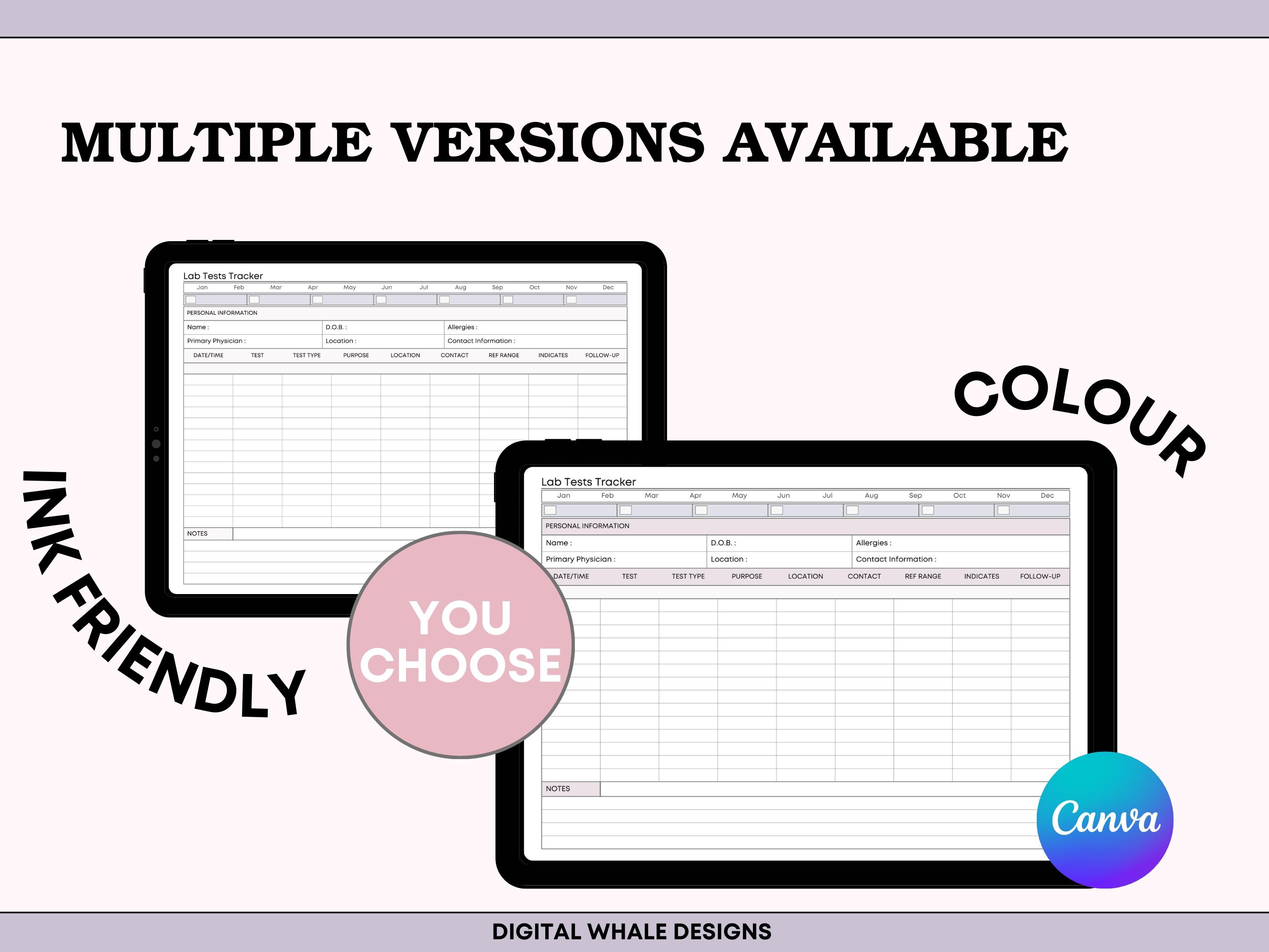 Lab Results Tracker Printable | Medical Test Log | Health Record ...