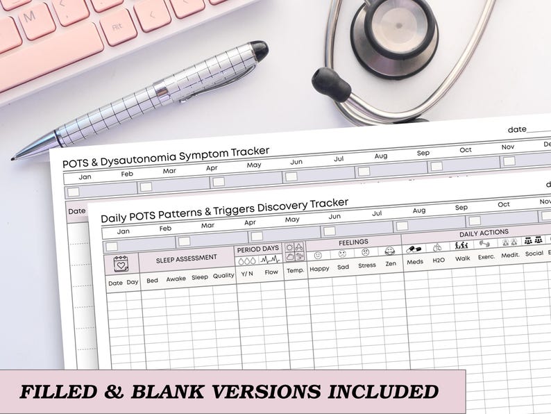 Pots Syndrome Tracker Printable PDF | Symptom Journal | Medical Tracker ...