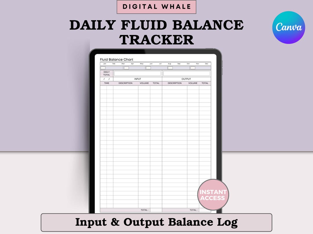 Fluid Balance Chart Printable | Daily Intake & Output Tracker | Medical ...